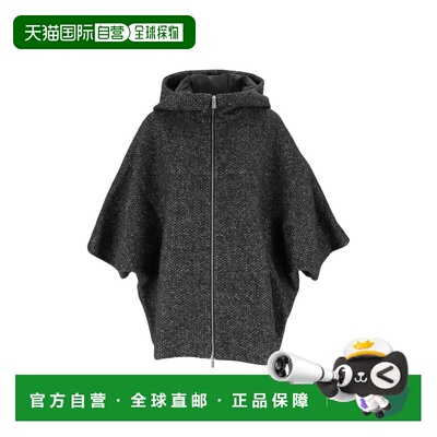 自营peserico汲取斗篷灵感的连帽短外套-黑色 美国奥莱直发