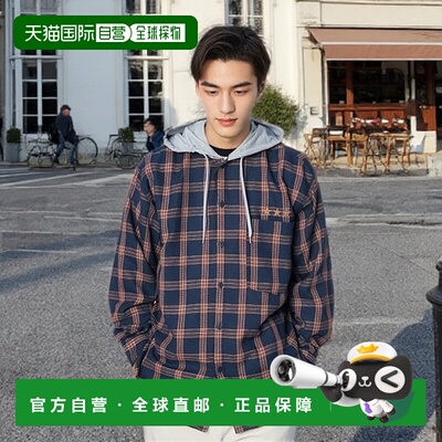 1h可退 日本直邮RODEO CROWNS 男士格纹连帽衬衫 421ISR300351