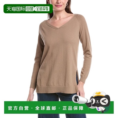 自营Lafayette 148 New York Plaited V-Neck Pullover - pink 美