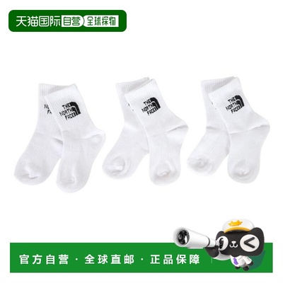 日本直邮THE NORTH FACE 儿童提花logo三双装中筒袜 [NNJ8241]
