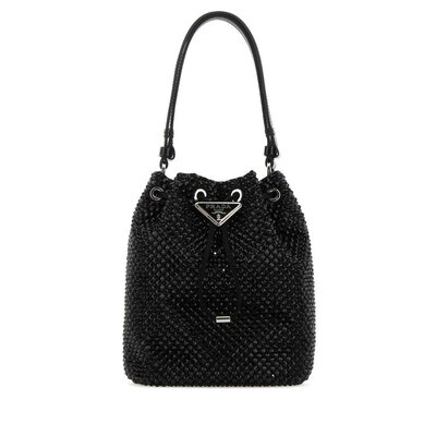 Prada 普拉达 女士 带缀饰褶饰抽绳水桶包 1BE0672AWL