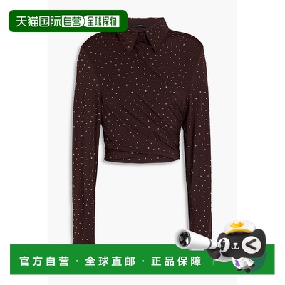 1h可退 香港直邮潮奢 ALEX PERRY 女士 短款绑带水晶装饰缎面针织