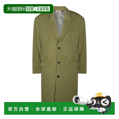 1h可退 香港直邮Marni 玛尼 男士 绿色羊毛大衣 TUMU0157U0UTWA49