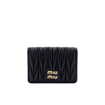 MIU MIU 女士钱包 5MC103AFPPF0002 SS2025 黑色 折叠钱包