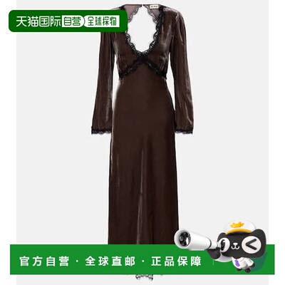 1h可退 香港直邮潮奢 RIXO 女士 Alesha 蕾丝边天鹅绒中长连衣裙