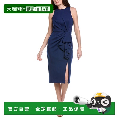 自营Adrianna Papell Draped Stretch Sheath Dress - blue 美国