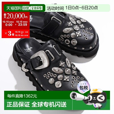 日本直邮 TOGA PULLA 孔眼金属鞋 AJ1058 女式皮革孔眼金属钉鞋鞋
