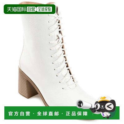 自营Journee Collection Covva Boots Women's White Leather Ank