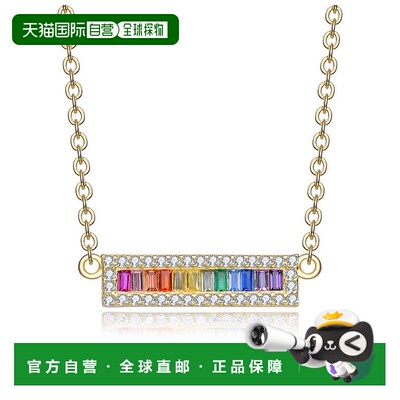 自营 GENEVIVE Sterling Silver Rainnbow Cubic Zirconia Bar Pe