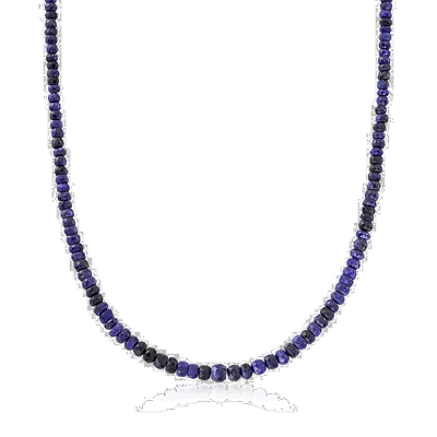 自营Ross-Simons Sapphire Bead Necklace With Sterling Silver