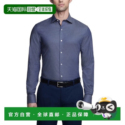 自营 Tommy Hilfiger衬衫男式Peacoat修身长袖FTS248-蓝色 美国奥