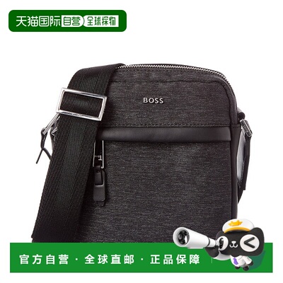 自营Hugo Boss Highway NS Zip Leather-Trim Reporter Bag - gre