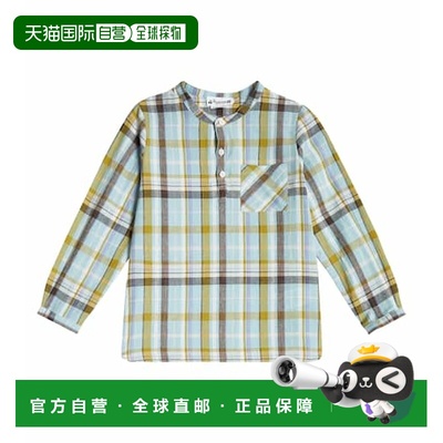 1h可退 香港直邮潮奢 Bonpoint 男童 Artiste 格纹棉质亚麻衬衫童
