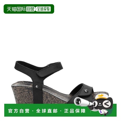 自营 panama jack女式Julia B1楔形黑色皮革凉鞋-黑色 美国奥莱直