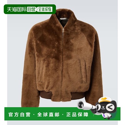 1h可退 香港直邮AURALEE 男士 毛羊皮宽身束腰夹克 brown棕色 舒