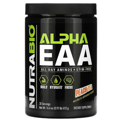 香港直邮Nutrabio Labs,Alpha EAA，桃茶，0.91 磅（413 克）