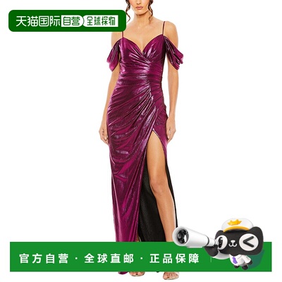 自营 Mac Duggal假裹身礼服-紫红色 美国奥莱直发长裙连衣裙