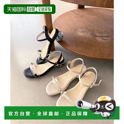 1h可退 日本直邮MAJESTIC LEGON 女士清新珍珠饰品低跟凉鞋 10421