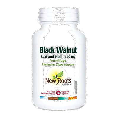 加拿大直邮New Roots 黑胡桃叶和壳 440 毫克（100 粒 V 粒）