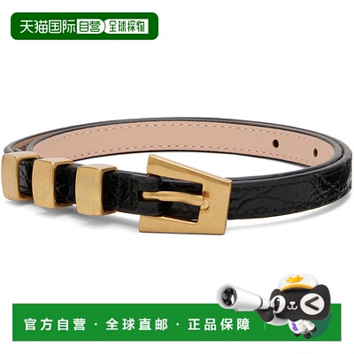 1h可退 香港直邮BY FAR 女士 黑色 Vic Circular Croco Embossed