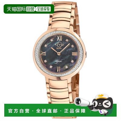 自营GV2 Amalfi女式316L不锈钢IPRG表壳，黑色MOP表盘，316L不锈I