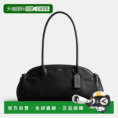 香港直邮COACH Empire 34 女士黑色釉面皮革  大号单肩手提包CCM5