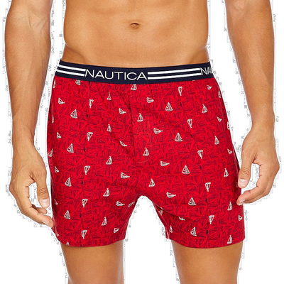 自营 Nautica 男式徽标腰部针织平角裤 - peacoat 美国奥莱直发