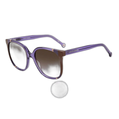 1h可退 美国直邮CarolinaHerrera棕色渐变紫罗兰方形女士太阳镜CH