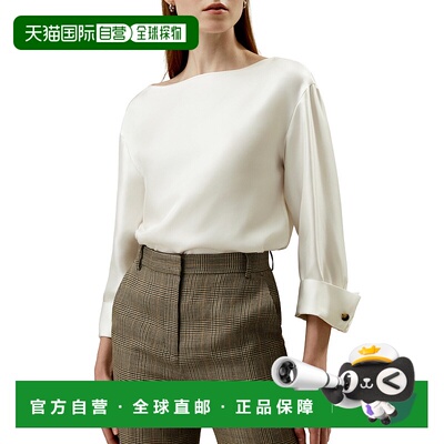 自营lilysilkSilk Twill Blouse with Boat Neckline - natural w