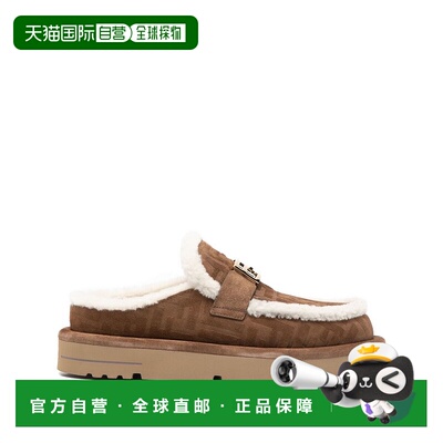 香港直邮Fendi 芬迪 女士 APRES CHIC FF SABOTS 绒面革毛羊皮凉