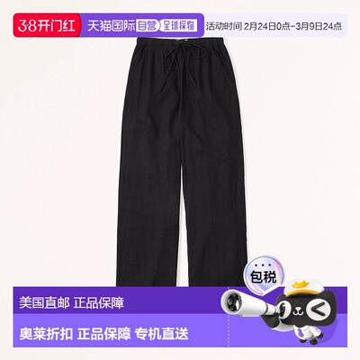 自营Abercrombie & Fitch Pants Women's  Black Wide Leg Drawst