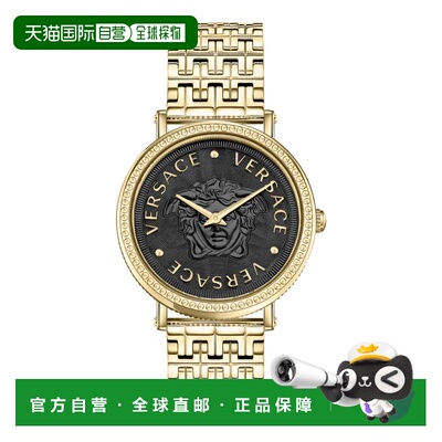 自营versaceV-Dollar皮革手表-金色/黑色 美国奥莱直发