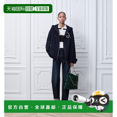 自营欧洲直邮Dior迪奥  Medaillon女士海军蓝棉丝混纺刺绣冲锋衣