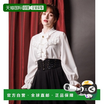 1h可退 日本直邮axes femme 女装 蕾丝蝴蝶结装饰立体荷叶边衬衫