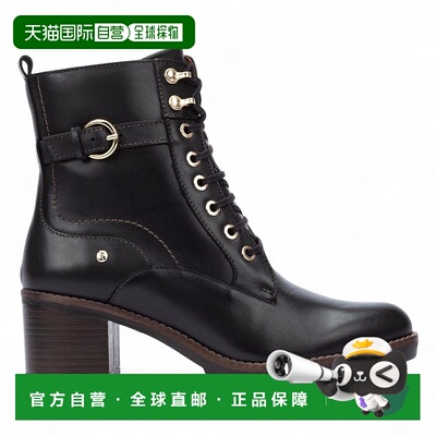 自营 Pikolinos女式草坝棕色皮革中跟战斗踝靴-Llanes-黑色 美国