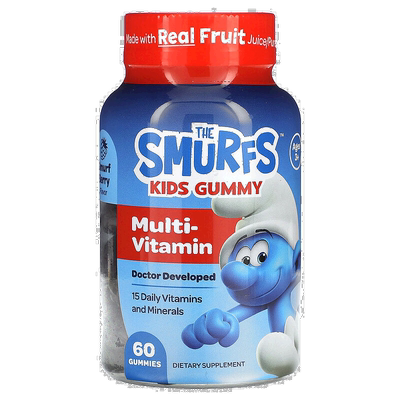香港直邮The Smurfs,儿童软糖，多维生素，3 岁以上，精灵浆果味6