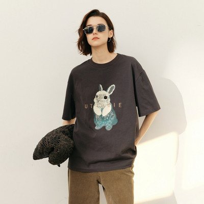 uti尤缇2026春季新款 卡通印花宽松短袖T恤女休闲上衣UM2D0189583