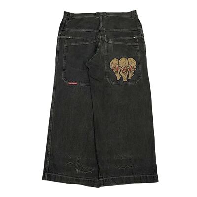 Y2K Jeans For Women Harajuku Retro Skull Graphic Baggy Jeans