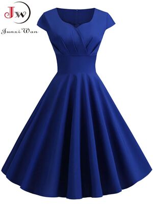 Summer Dress Women Hepburn Vintage Rockabilly Pin Up Dress R