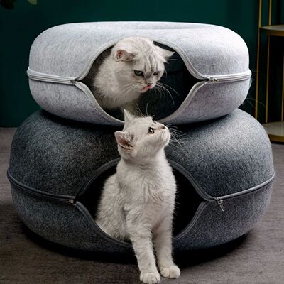 Donut Cat Bed Interactive Tunnel Pet Felt Indoor Toys Cats H