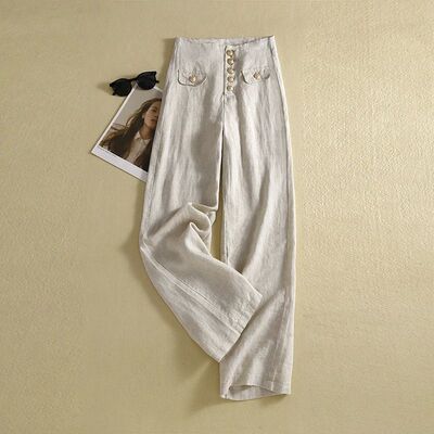 Drape high waist casual pants female large size summer new f