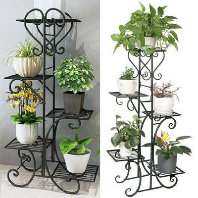 5 Tiered Tall Plant Stand Indoor Iron Planter Shelf Rack Gar