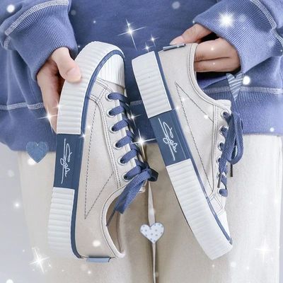 Low-top Canvas Shoes Women's Sneaker Lace up Flat Casual Sho