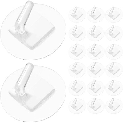 10pcs Adhesive Hooks Clear Wall Hooks PVC Waterproof Sticky