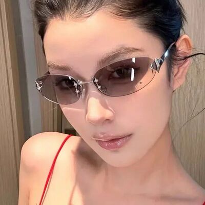 Frameless Star Sunglasses Elliptical Premium Rimless Sunglas