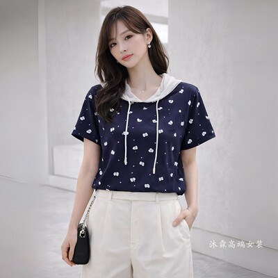 台湾1668道尚遇2026夏季新时尚大码显瘦宽松打底衫上衣t恤300052