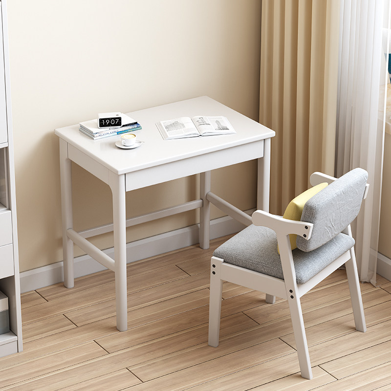 全实木小书桌家用学生写字台60/70/80CM白色小户型窄桌卧室电脑桌_虎窝淘