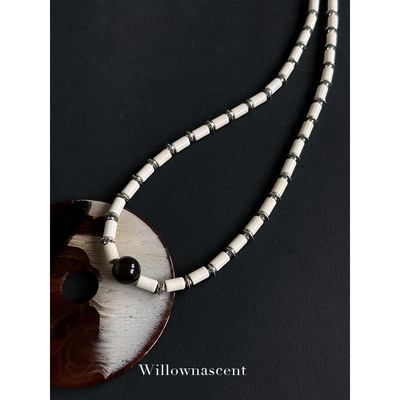 法式慵懒度假风白松石竹节项链