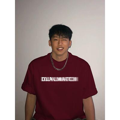 HIP潮牌潮流短袖美式简约t恤男夏季新款字母印花纯棉重磅半袖上衣