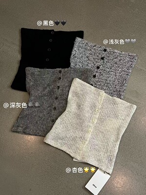 Olive2026春夏新款韩版设计感一排扣小众针织抹胸背心内搭上衣女